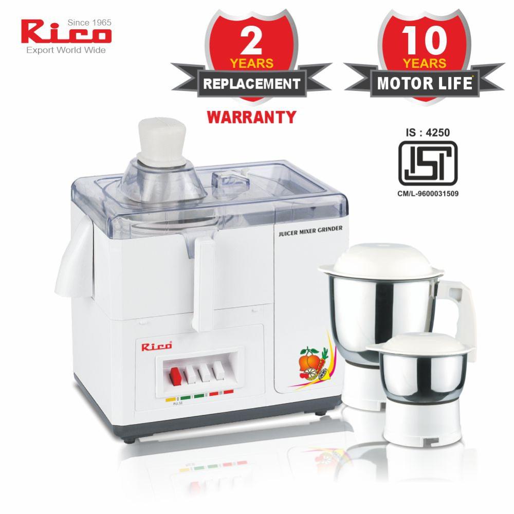 Rico Mixer Grinder Juicer JMG708 550W Juicer Mixer Grinder (2 Jars, Wh ...